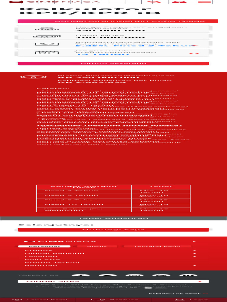 Simulasi Perhitungan Pembiayaan KPR CIMB Niaga | PDF