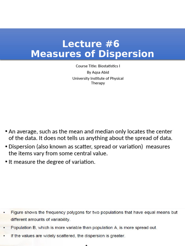 Measure of Dispersion | PDF | Variance | Standard Deviation