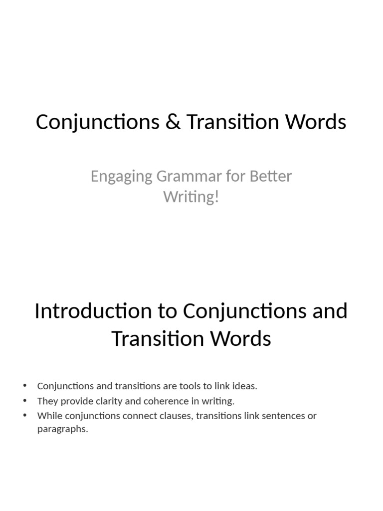 Conjunctions and Transitions Presentation | PDF