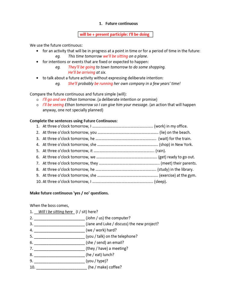 Future Continuous | PDF