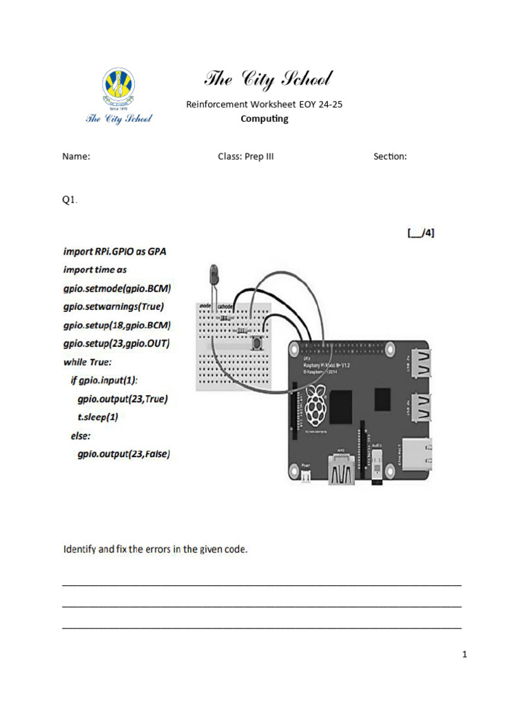 City School Prep III Computing Worksheet | PDF