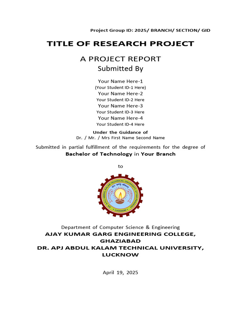 B.Tech Research Project Report 2025 | PDF | Methodology | Qualitative ...