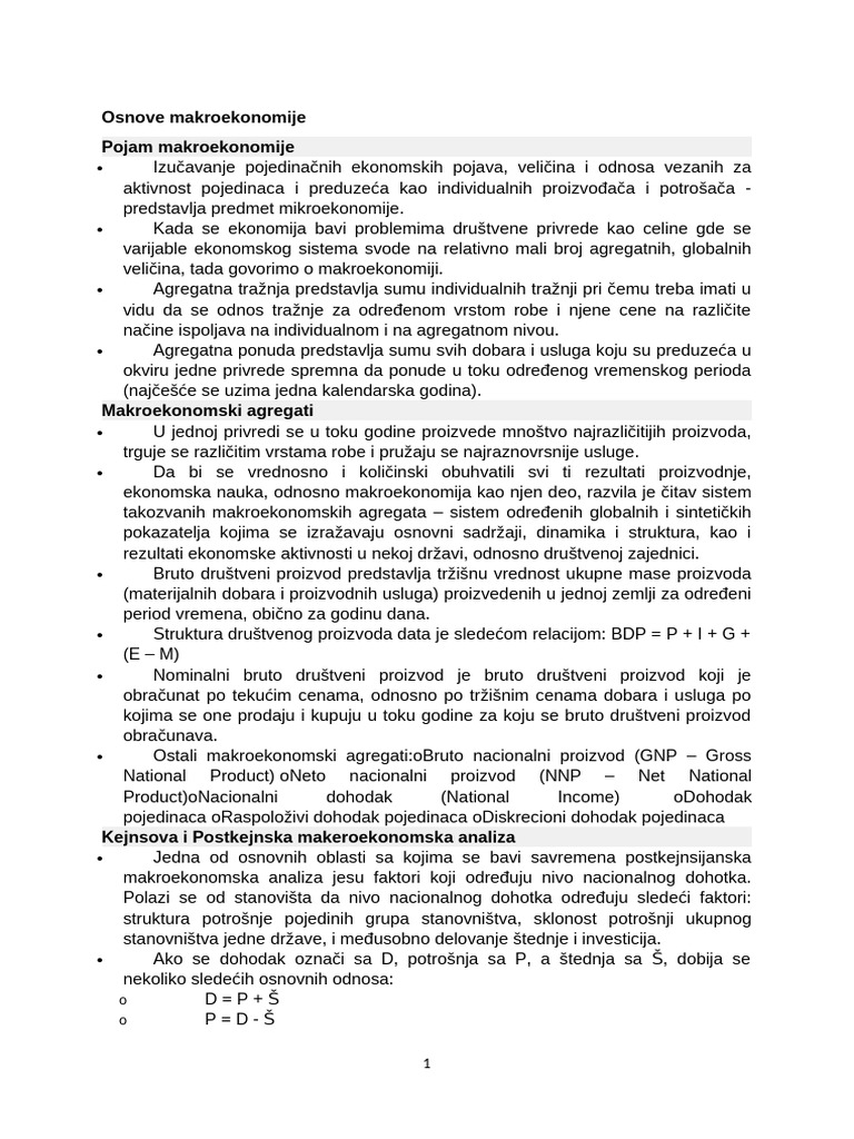 Osnove Makroekonomije - Doc Rezime Za Modul 1 | PDF