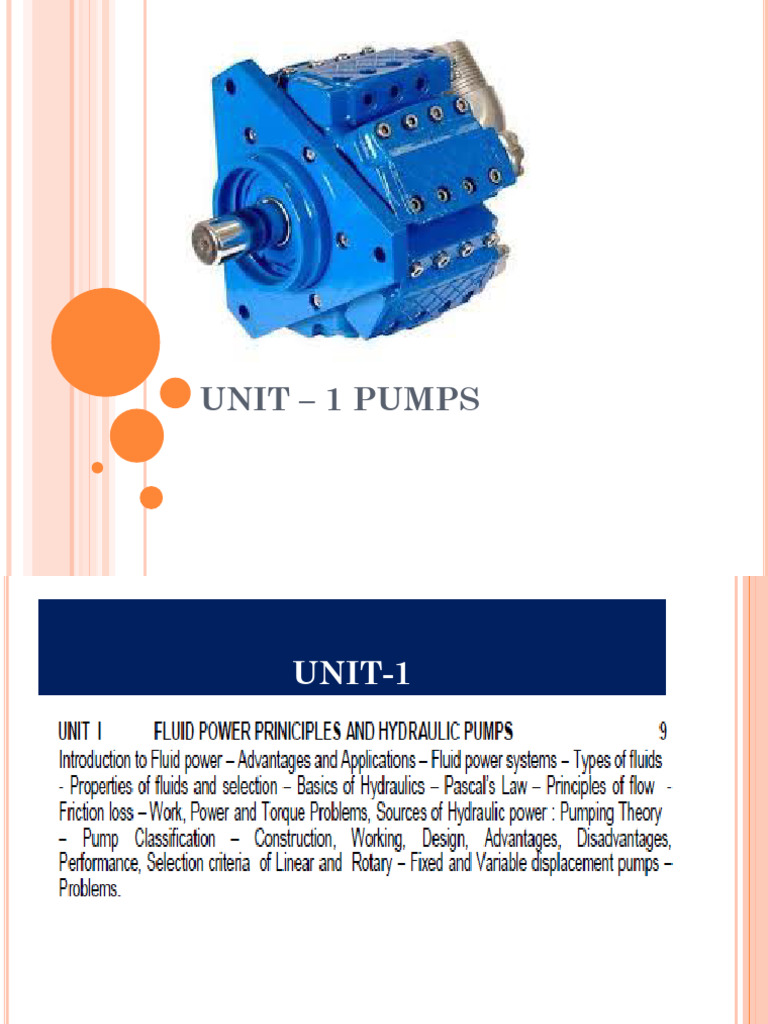 Unit - 1 Pumps | PDF