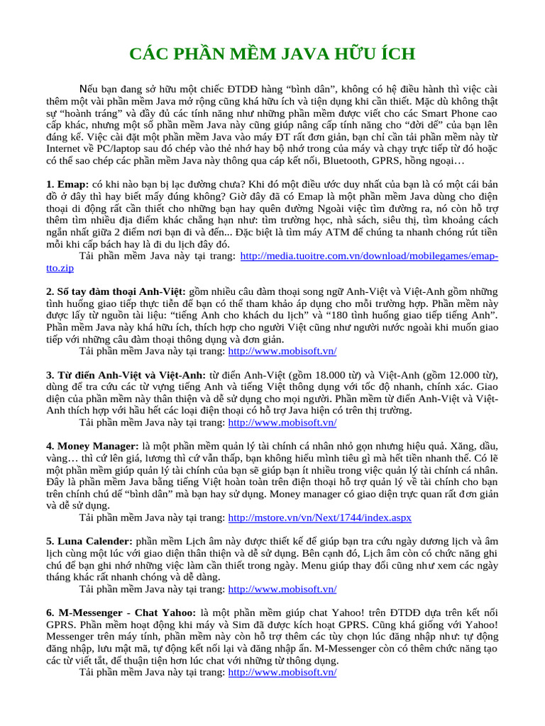 Cac phan mem Java huu ich | PDF