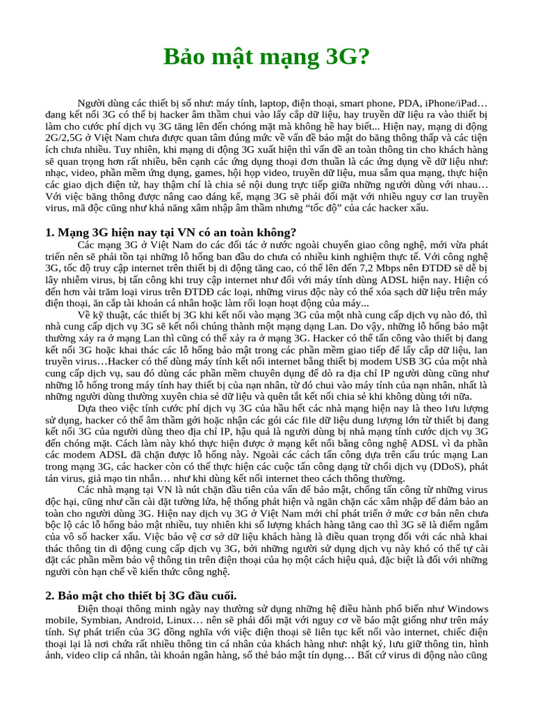 Bao mat mang 3G | PDF