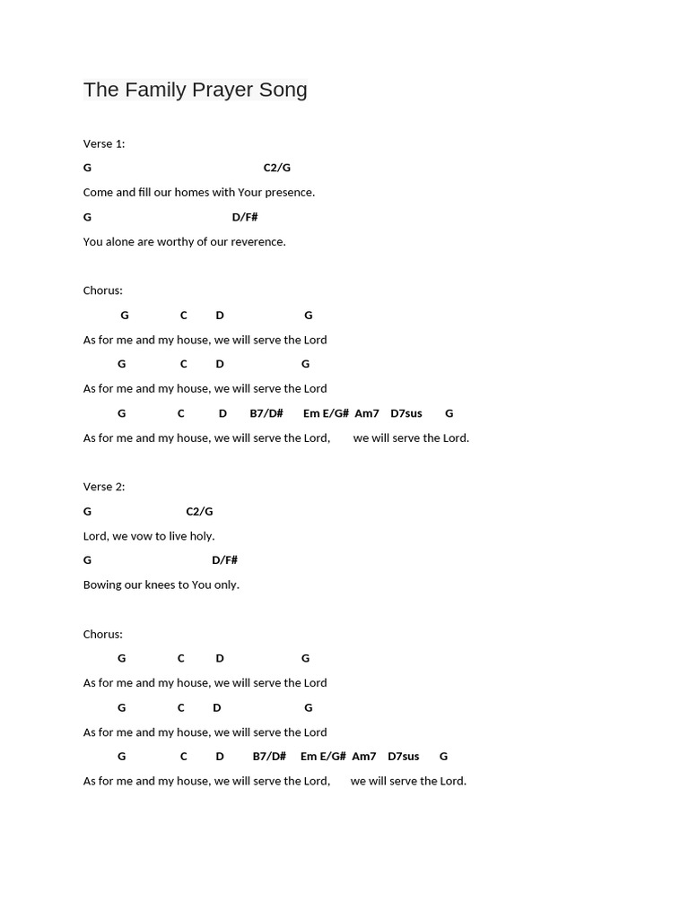 The Family Prayer Song | PDF
