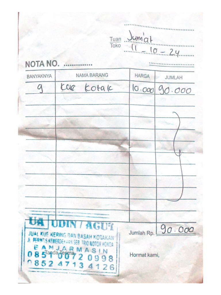 Nota Snack 11 Oktober | PDF