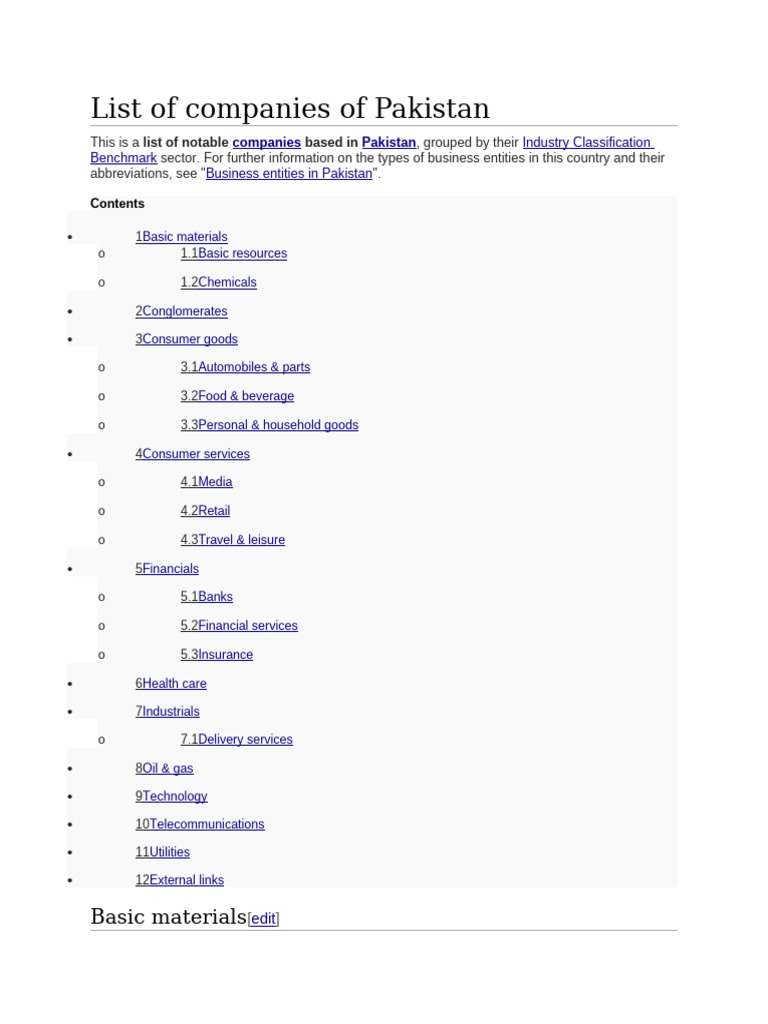 Notable Companies in Pakistan by Industry | PDF | Pakistan