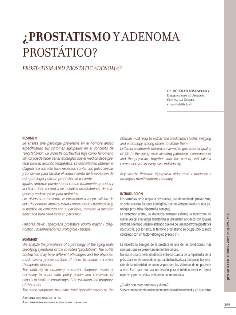 Y Adenoma Prostático?: ¿Prostatismo | PDF | Medicina CLINICA | Medicina
