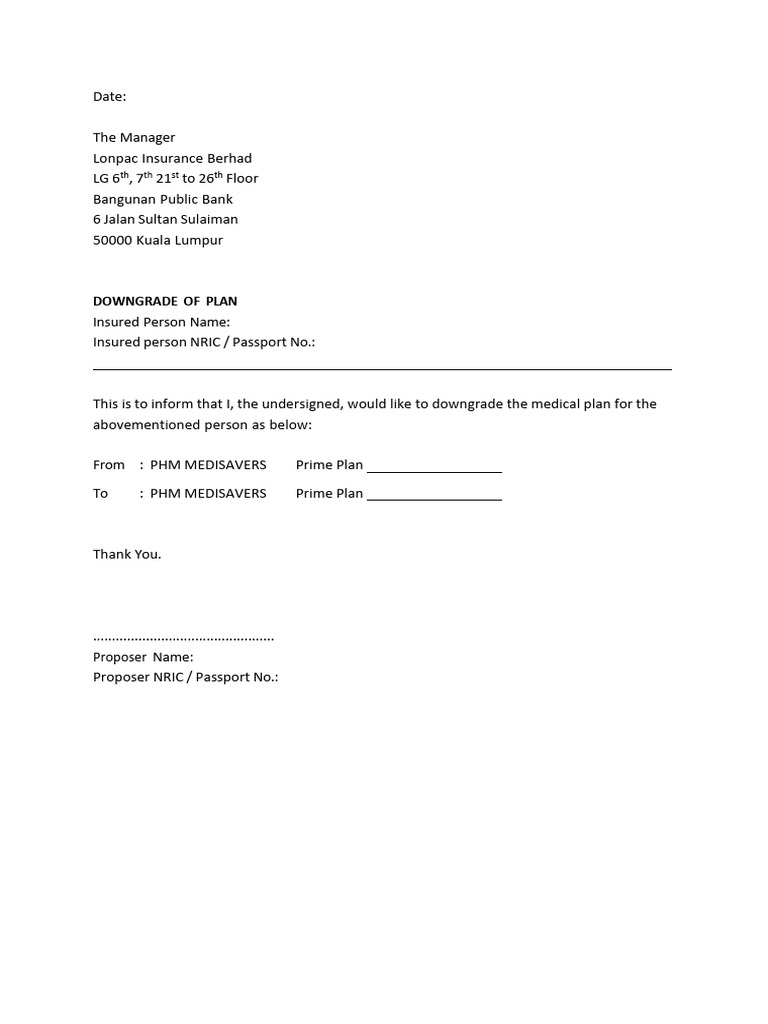 Downgrade Medisavers VIP Prime Form | PDF