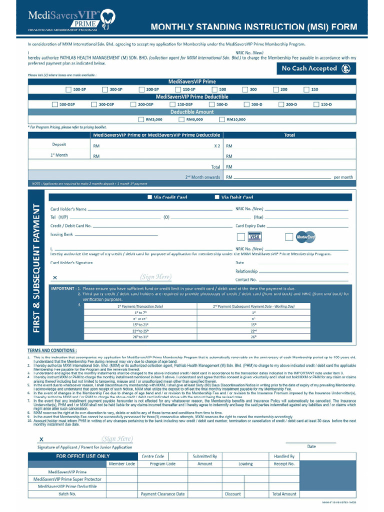 Medisaversvip Prime Msi Form | PDF