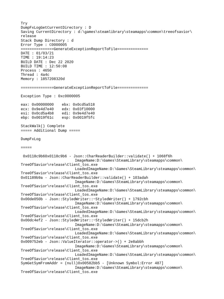 StackDump Client Tos (01.03 19h04m09s) | PDF | Microsoft Software | Software Engineering