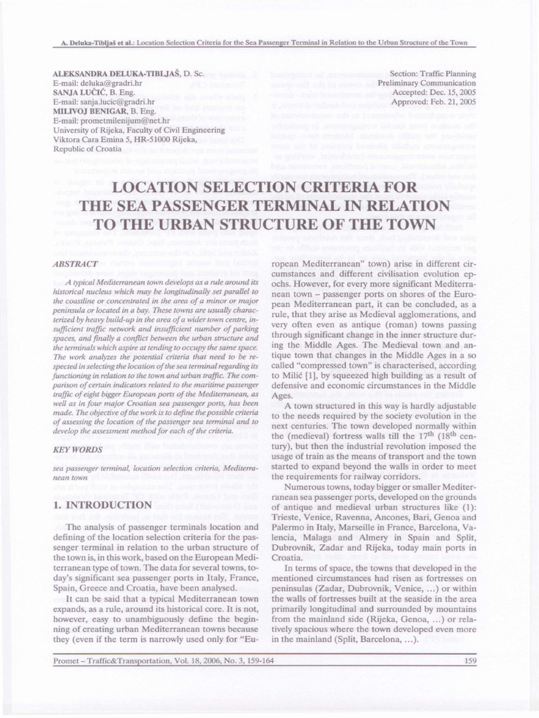 Location Selection Criteria For The Sea Passenger | PDF | Port ...