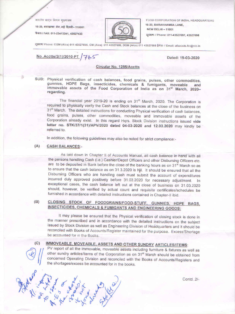 FCI Circular | PDF