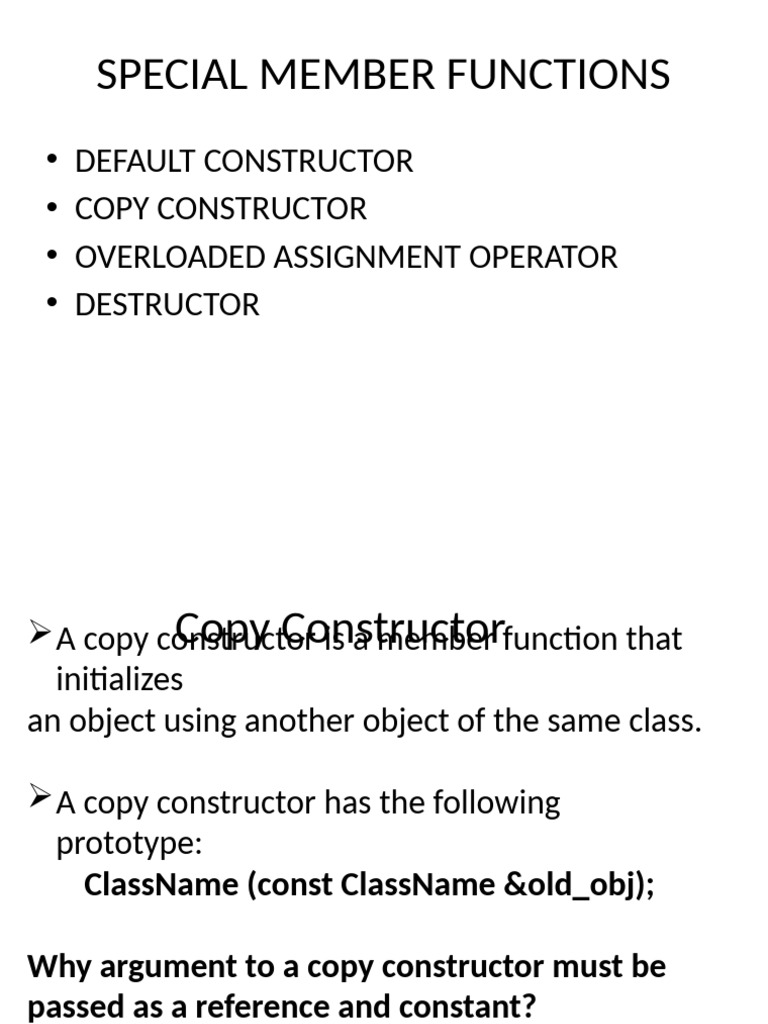 12.Special Member Functions | PDF | Constructor (Object Oriented Programming) | Programming