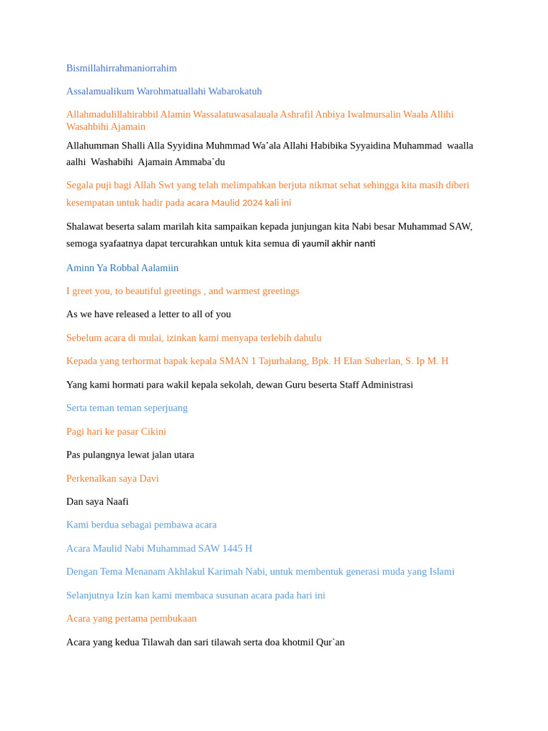 Teks MC Maulid 2023 | PDF