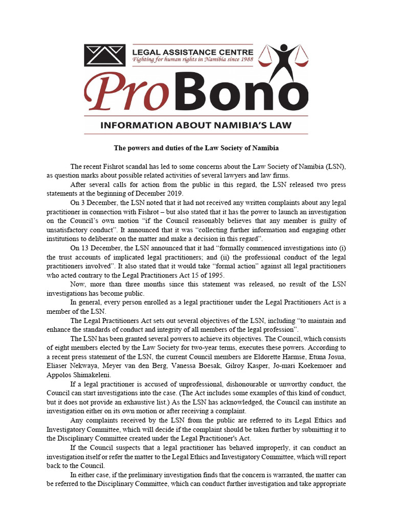 Law Society of Namibia's Investigative Powers | PDF | Lawyer | Government