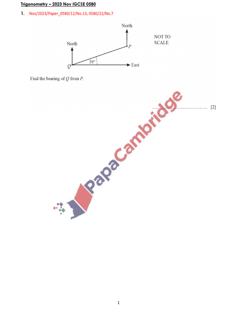 2023n Trigonometry Igcse 0580 Math Pdf