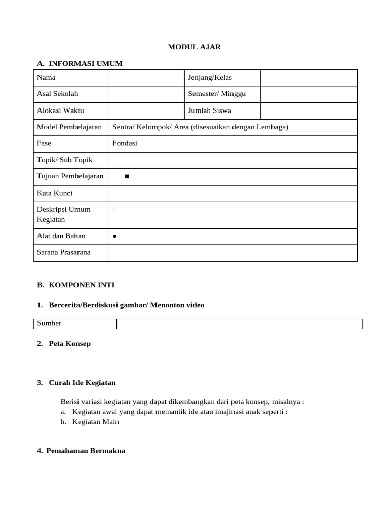 Contoh Draft Modul Ajar Intrakurikuler | PDF