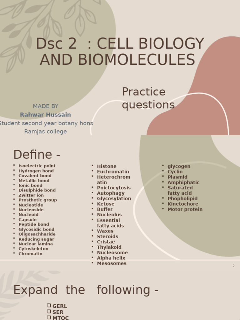 Cell Biology Questions | PDF | Cell (Biology) | Cell Nucleus