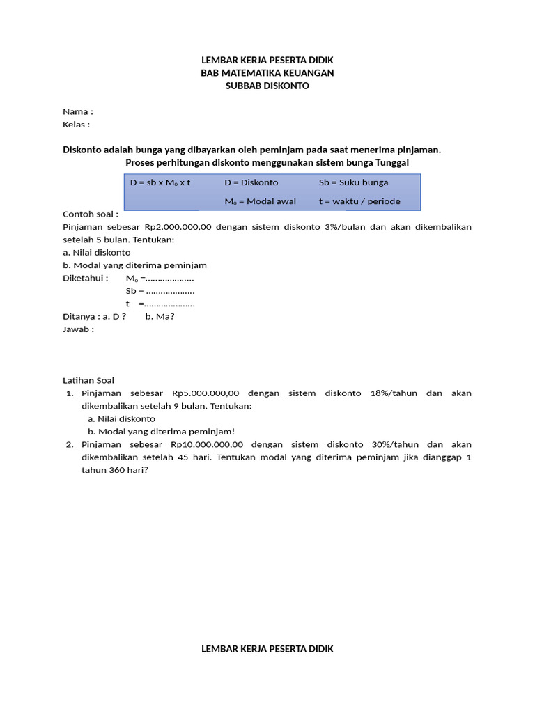 LKPD Anuitas Dan Diskonto | PDF