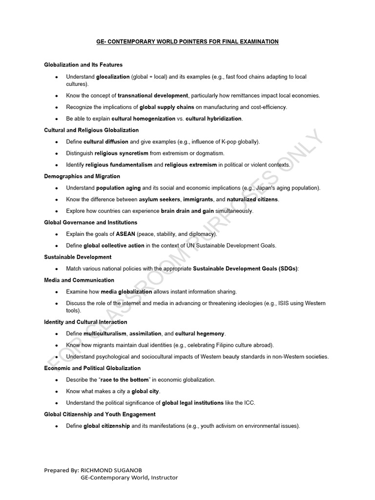 Ge CW Pointers For Final Examination | PDF