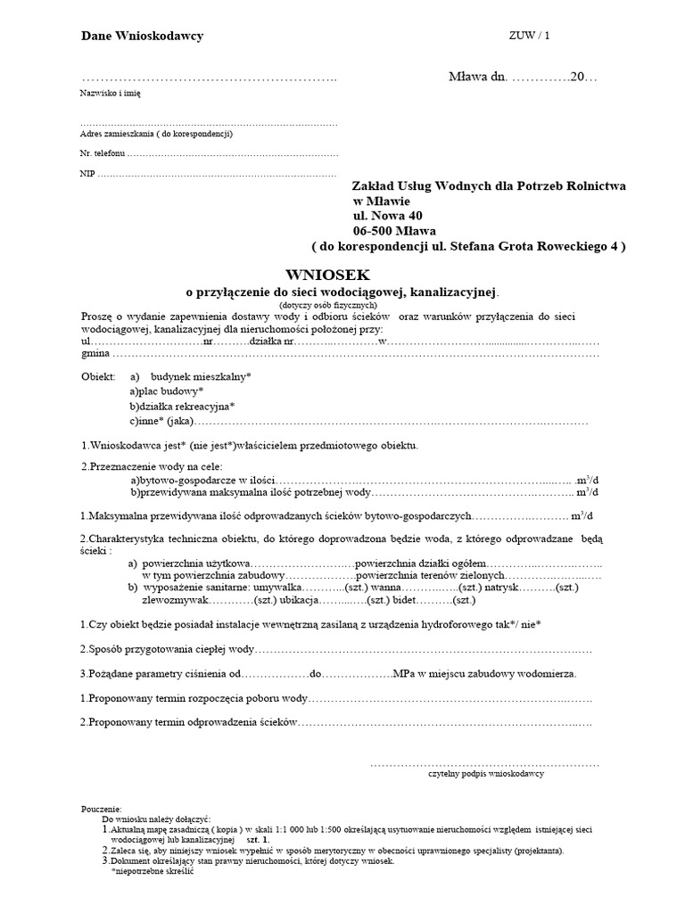 Wniosek Zuw 1 | PDF