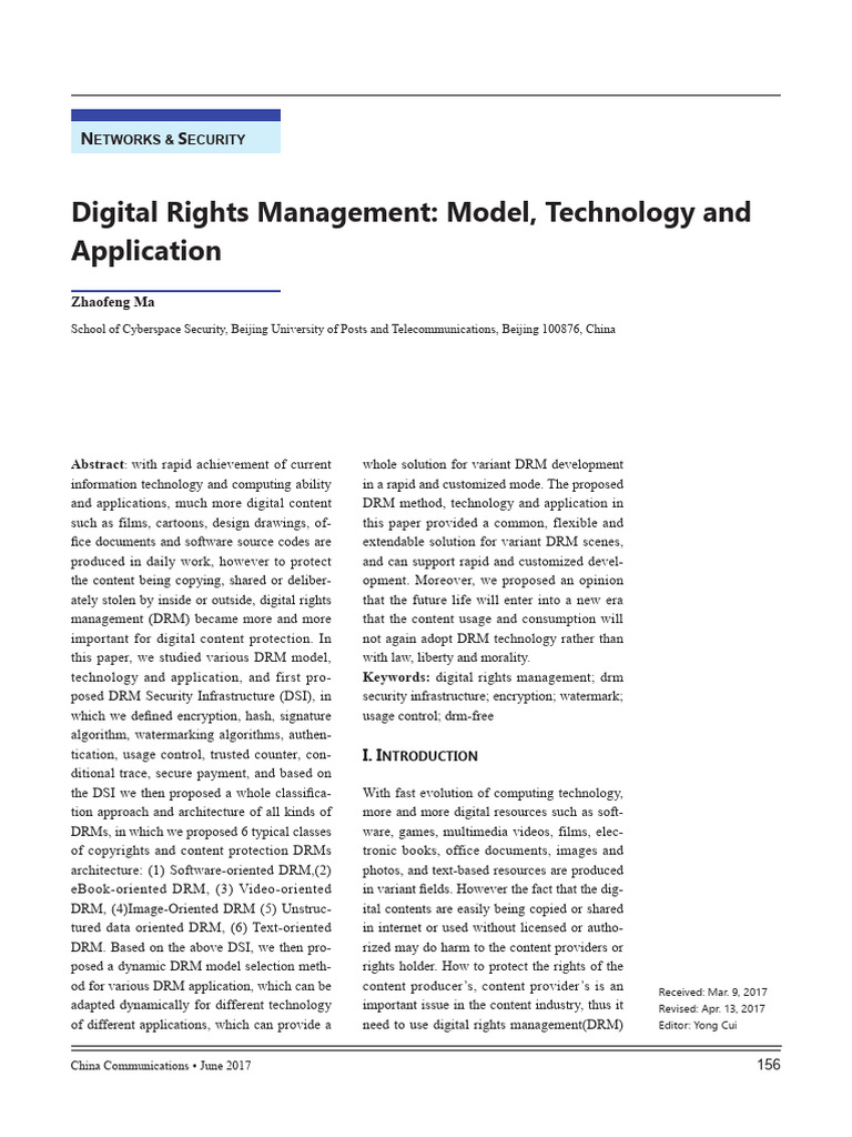 Digital Rights Management Model Technology and Application | PDF ...