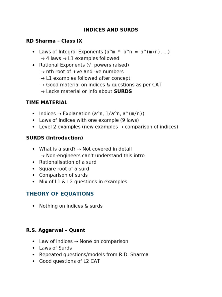 Indices and Surds Overview for Class IX | PDF