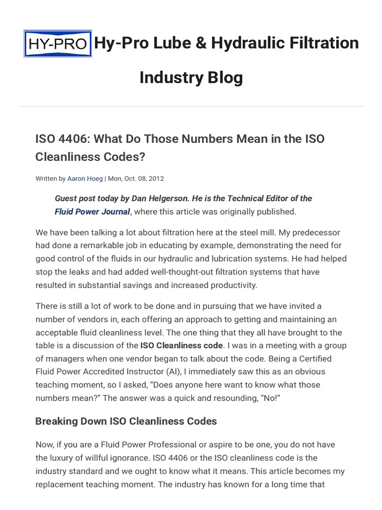 ISO 4406 - What Do Those Numbers Mean in The ISO Cleanliness Codes ...