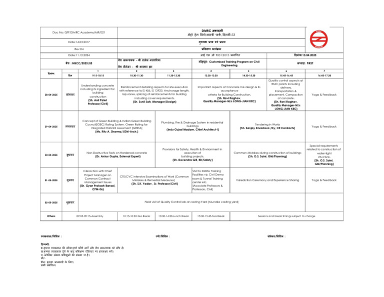 NBCC - Batch 5 - Training Program Schedule | PDF | Building Materials ...