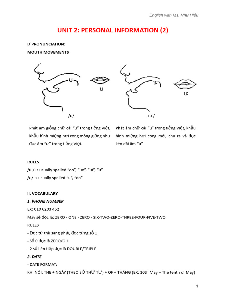 Unit 2_ Personal Information (2) | PDF