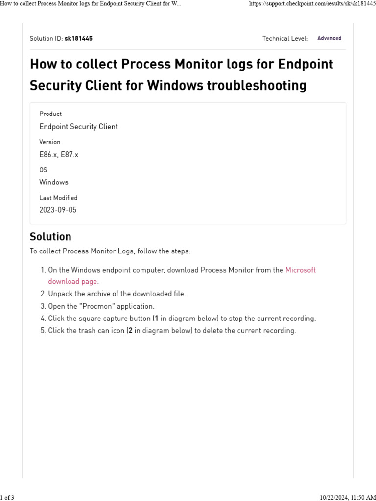 How To Collect Process Monitor Logs For Endpoint Security Client For Windows Troubleshooting ...