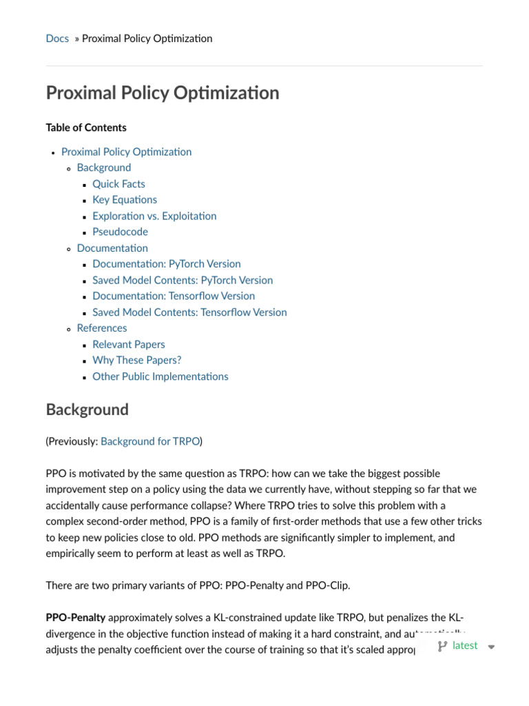 Proximal Policy Optimization - Spinning Up Documentation | PDF ...