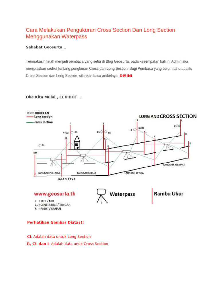 Pengukuran Cross dan Long Section | PDF