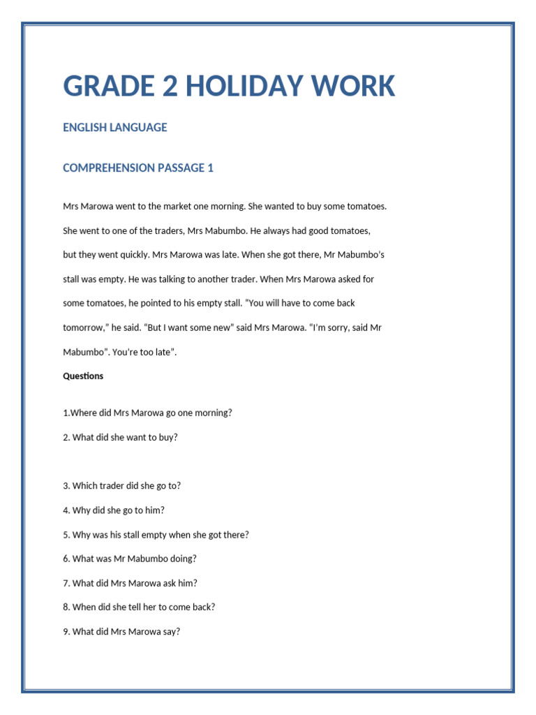 Grade 2 3RD Term Homework | PDF | Road | Transport