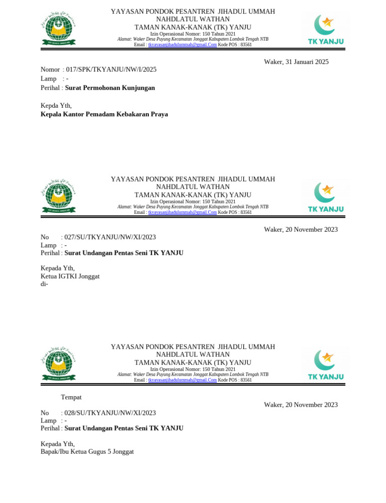 Amplop Pensi TK | PDF