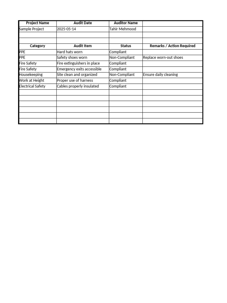 Health Safety Audit Report | PDF