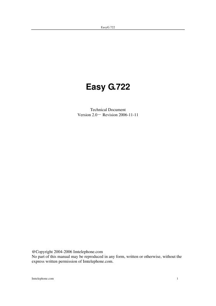 Easy G.722: Technical Document Version 2.0 Revision 2006-11-11 | PDF ...