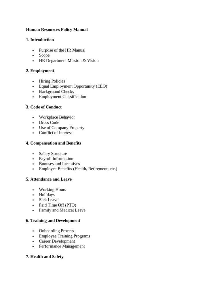 HR Policy Manual 2021 Overview | PDF