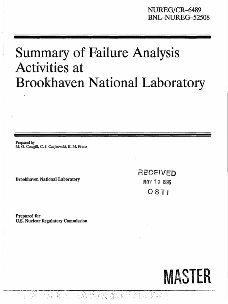 Summary of Failure Analysis Activities at Brookhaven National ...