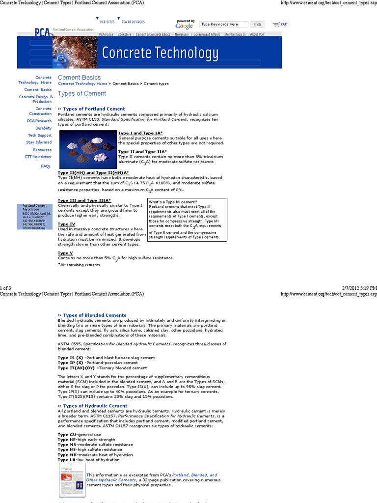 Cement Types _ Portland Cement Association (PCA) | Cement | Concrete