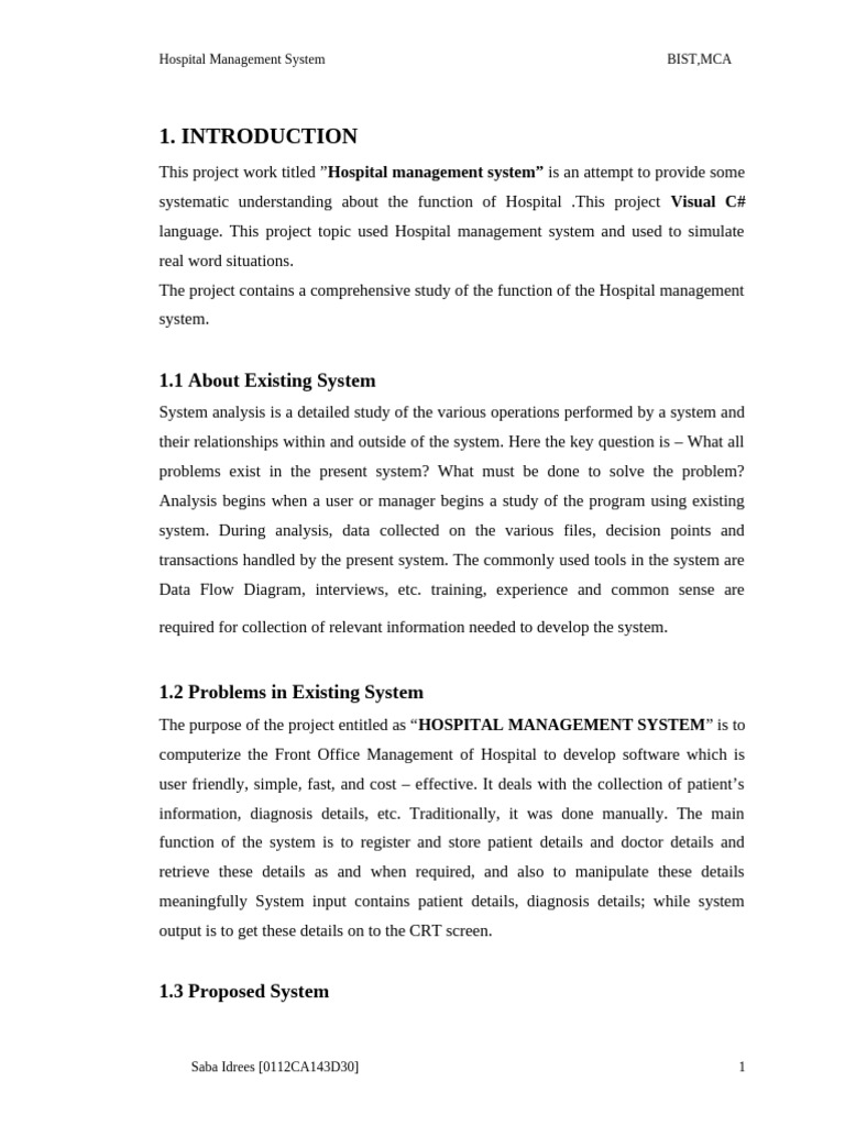 HOSPITAL MANAGEMENT SYESTEM Latest | PDF | .Net Framework | Databases
