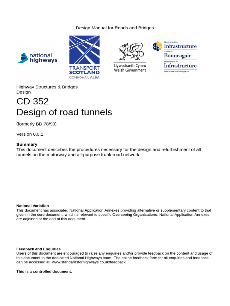 CD 352 - Ver0.0.1 2024 Design of Road Tunnels | PDF