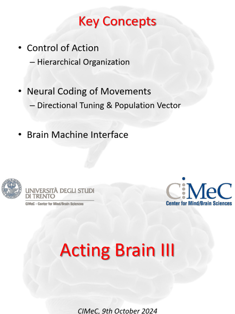 Lecture 3 - Acting Brain III | PDF | Perception | Cognition