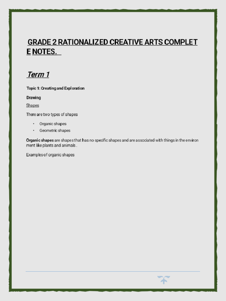 GRADE 2 CREATIVE ARTS NOTES - Phoenix | PDF