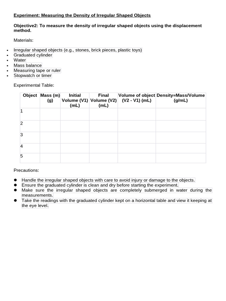 03 - Measurment of Density of Irregular Shaped Solid | PDF