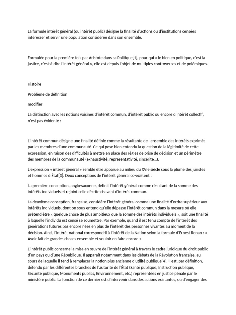 Définition de l'intérêt général | PDF | Intérêt public | Sciences ...
