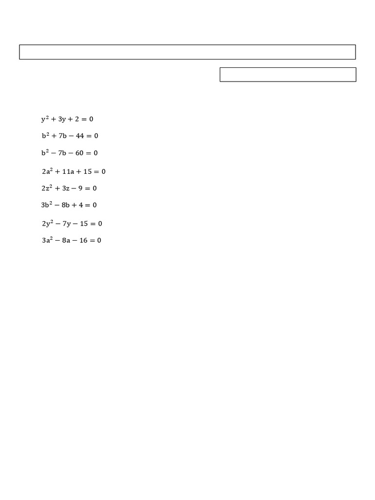 Quadratic Equations - Advanced Factorisation - 1 | PDF